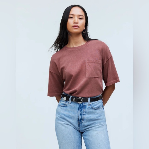 Madewell | Tops | Madewell Garmentdyed Oversized Pocket Tee Small ...